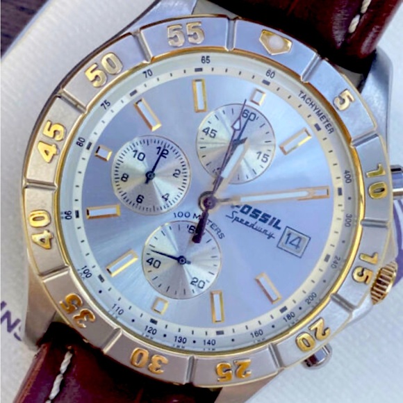Fossil | Accessories | Mens Fossil Blue Speedway 0m Analog 40mm Dial ...
